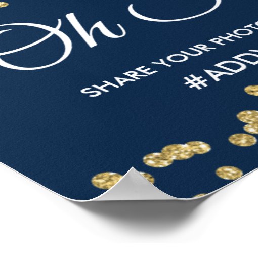 Hashtag Sign Gold Faux Glitter Confetti Navy Blue | Zazzle