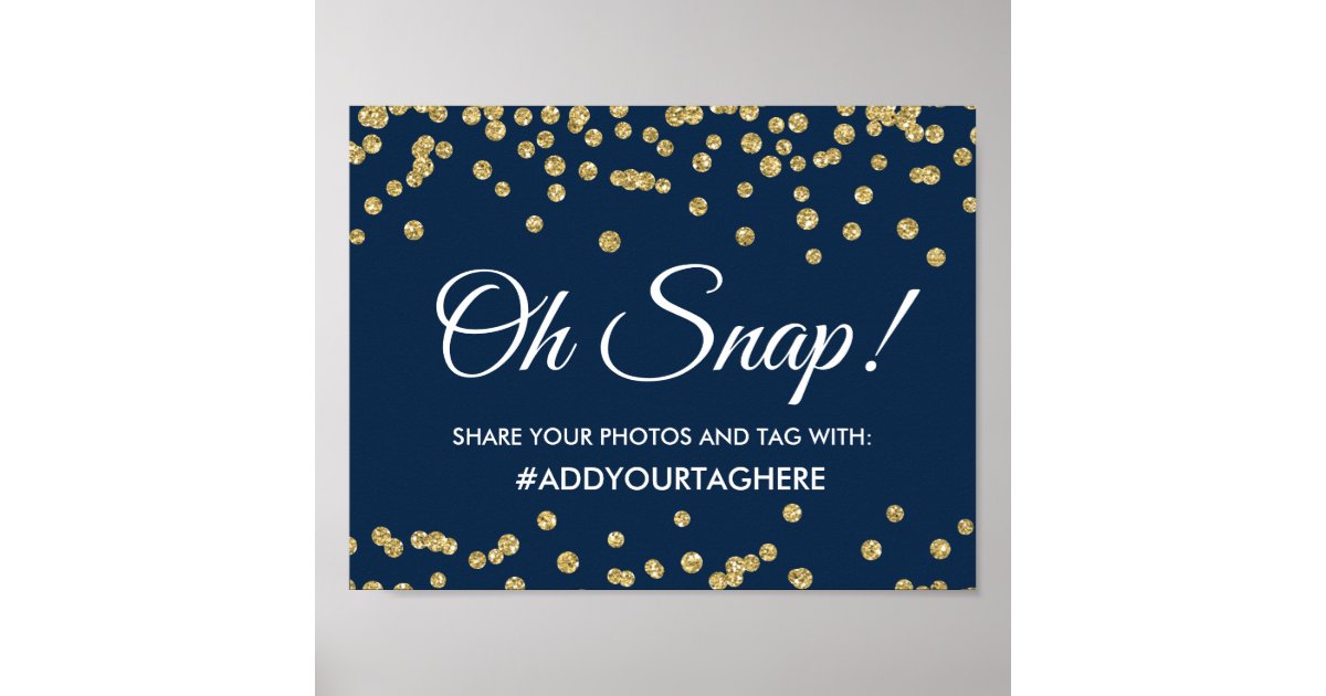 Hashtag Sign Gold Faux Glitter Confetti Navy Blue | Zazzle