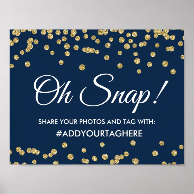 Hashtag Sign Gold Faux Glitter Confetti Navy Blue | Zazzle