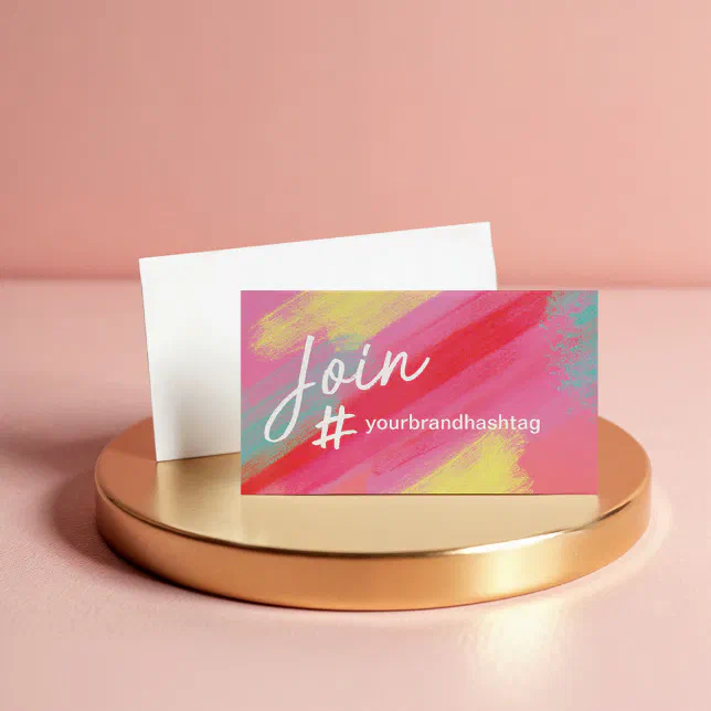 Hashtag Social Media Artistic Pink Brush Stroke Business Card | Zazzle