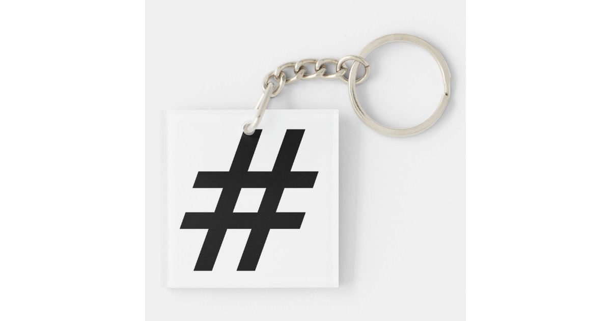 hashtag text symbol letter hash tag keychain | Zazzle