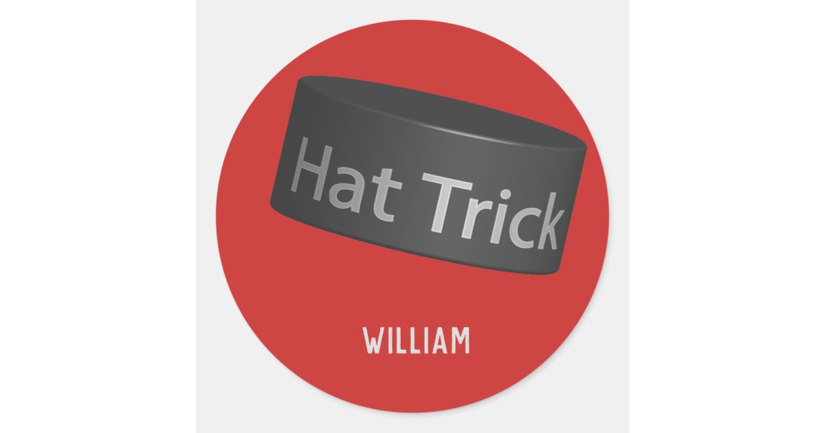Hat Trick Puck with name Classic Round Sticker | Zazzle
