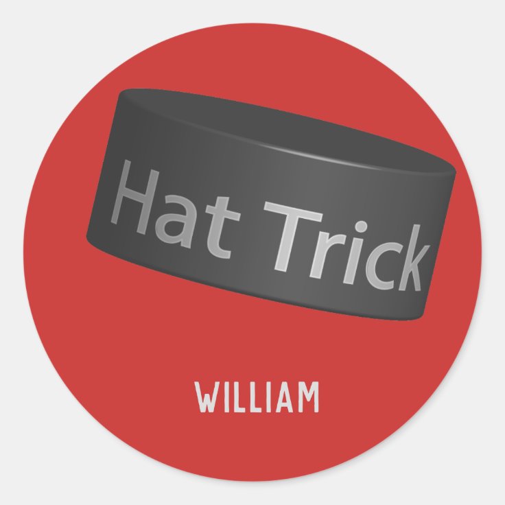 Hat Trick Puck with name Classic Round Sticker | Zazzle