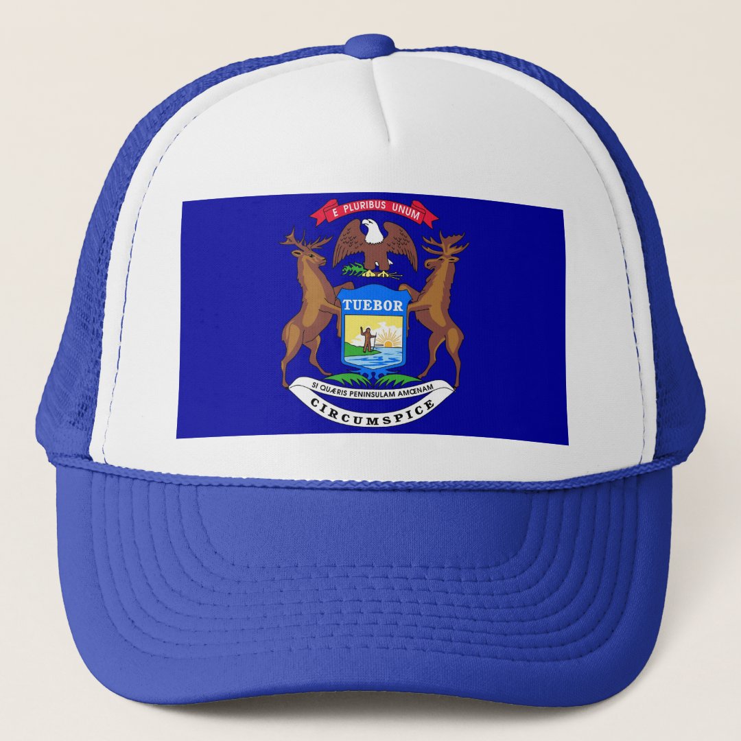 Hat with Flag of Michigan State - USA | Zazzle