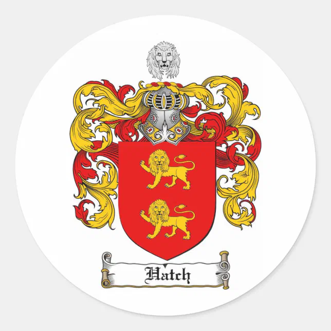 HATCH FAMILY CREST - HATCH COAT OF ARMS CLASSIC ROUND STICKER | Zazzle