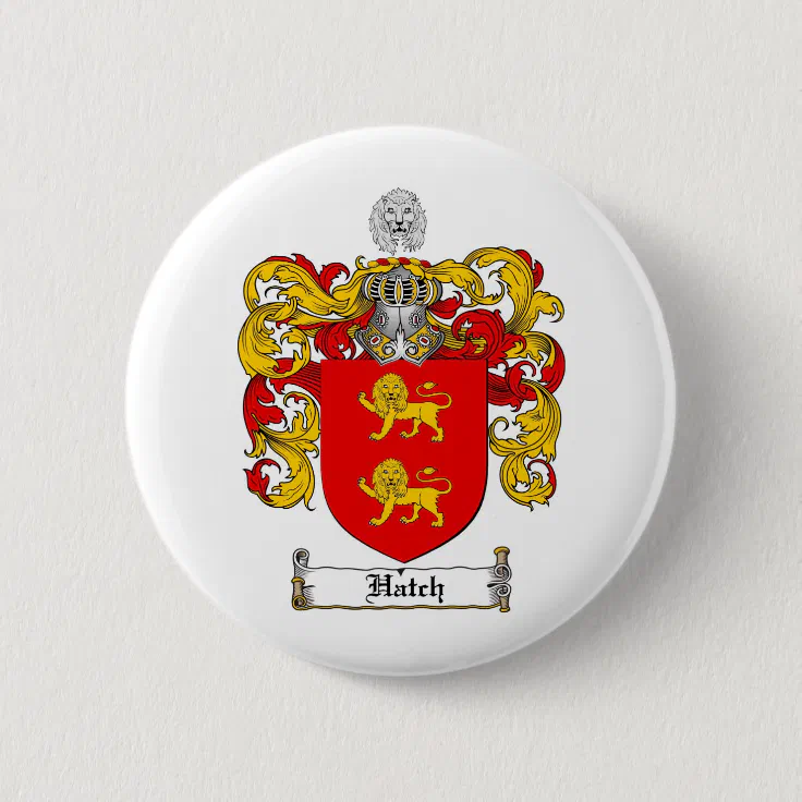 HATCH FAMILY CREST - HATCH COAT OF ARMS PINBACK BUTTON | Zazzle