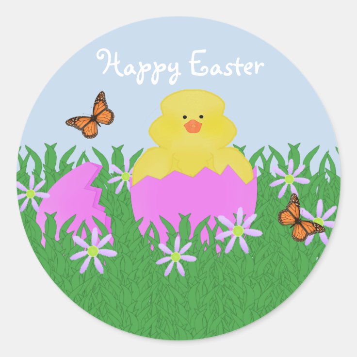 Hatching Baby Duck Happy Easter Stickers | Zazzle