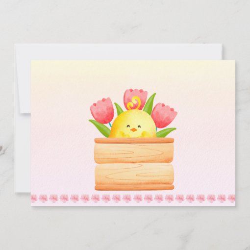 Hatching soon chicken girl pink spring baby shower invitation | Zazzle