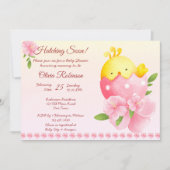 Hatching soon chicken girl pink spring baby shower invitation | Zazzle