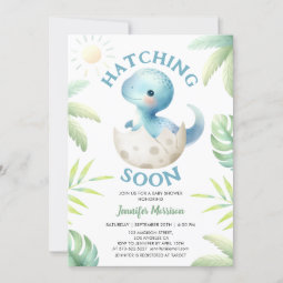 Hatching Soon! Cute Dinosaur Boy Baby Shower Invitation | Zazzle