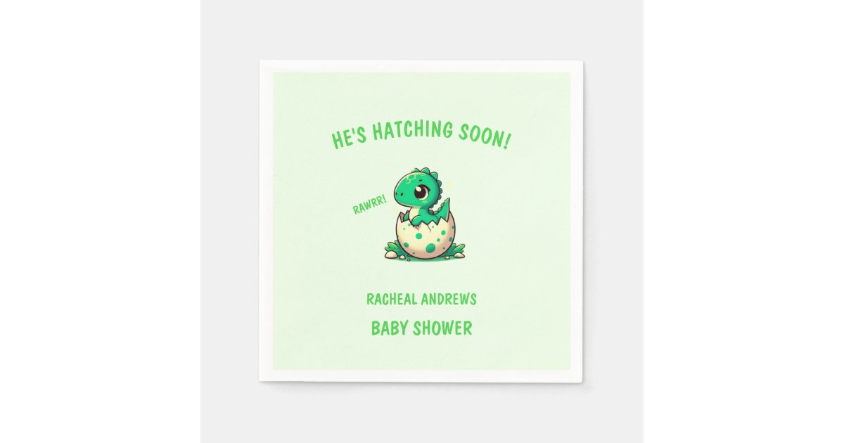 Hatching soon Dinosaur Baby Shower Baby Shower Napkins | Zazzle