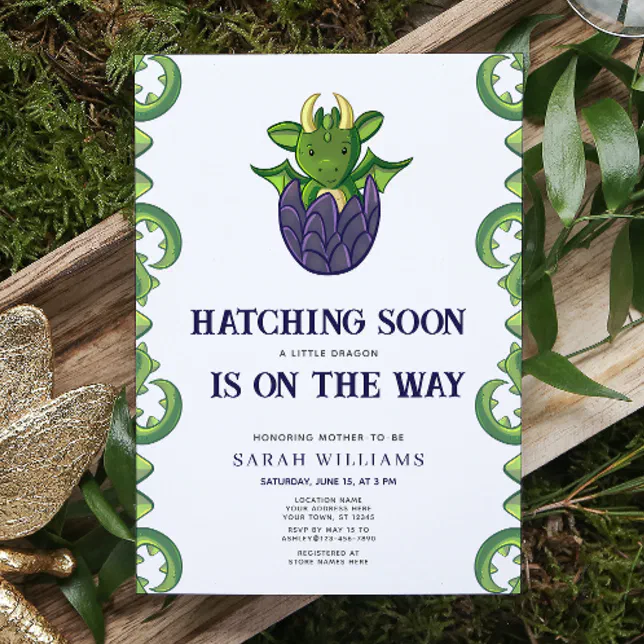 Hatching Soon Gender Neutral Dragon Baby Shower Invitation | Zazzle