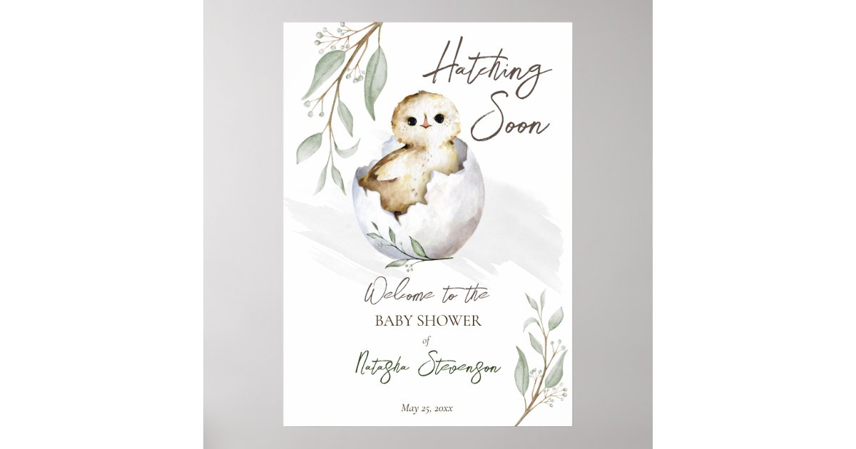 Hatching soon little bird baby shower welcome sign | Zazzle