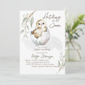 Hatching soon little bird inside egg baby shower invitation | Zazzle