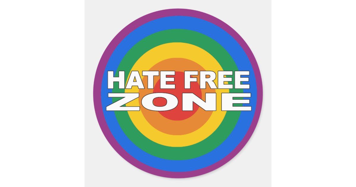 Hate Free Zone Classic Round Sticker | Zazzle
