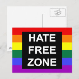 Hate Free Zone Postcard | Zazzle
