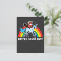 Haters Gonna Hate Funny Red Panda Riding Unicorn Postcard | Zazzle