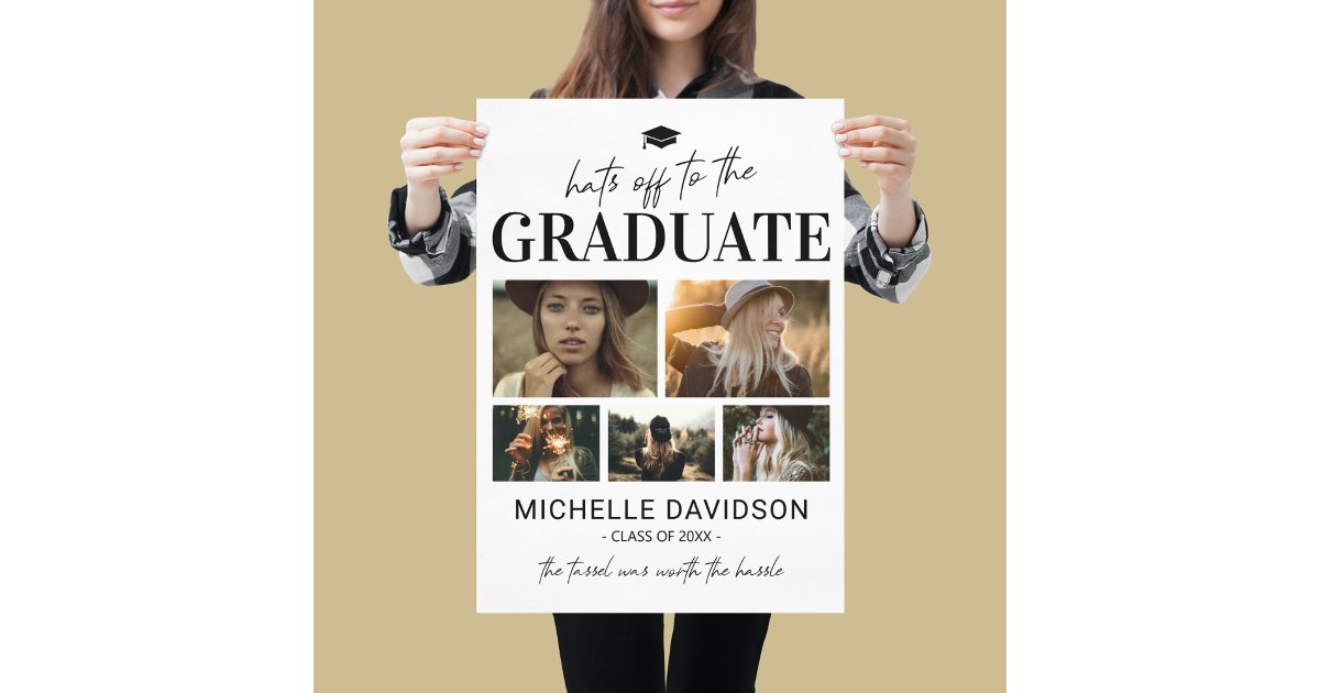 Hats Off Graduate 5 Photo Keepsake Poster | Zazzle