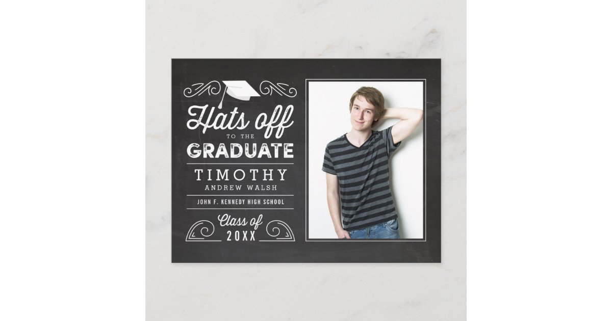 Hats Off Graduation Announcement Postcard | Zazzle