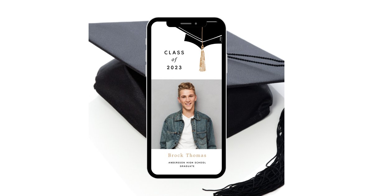 Hats Off Graduation Photo Announcement | Zazzle