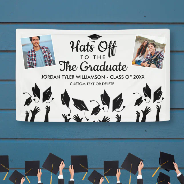 Hats off to the Grad Graduation Photos Party Sign | Zazzle
