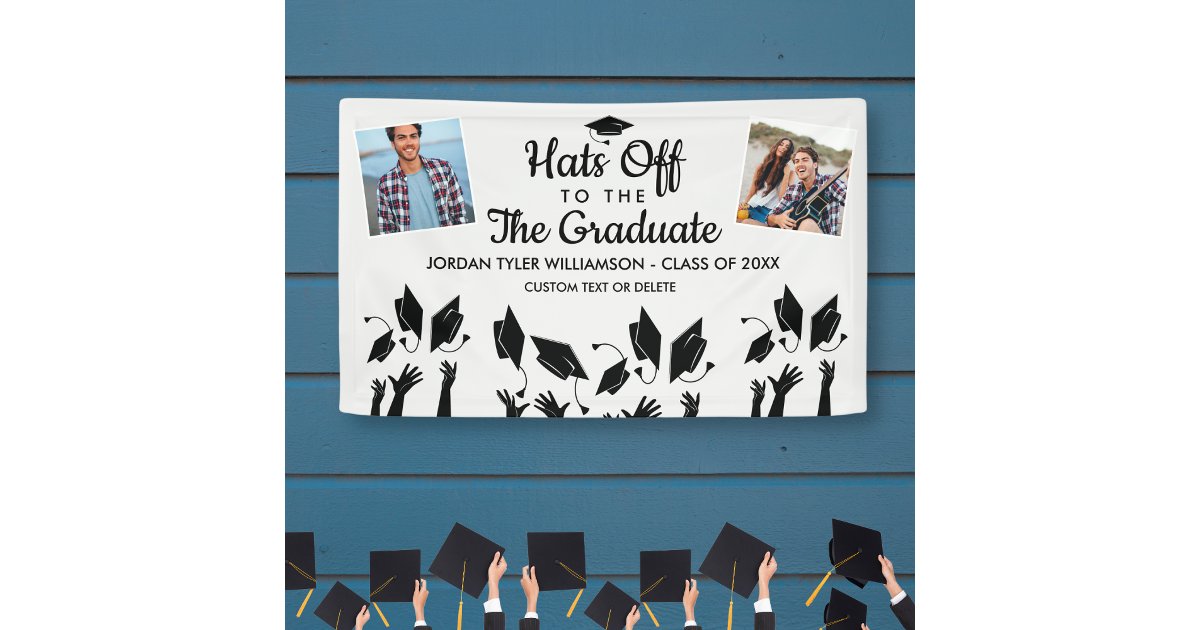 Hats off to the Grad Graduation Photos Party Sign | Zazzle
