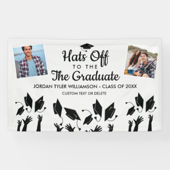 Hats off to the Grad Graduation Photos Party Sign | Zazzle
