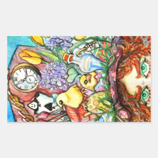 Hatter and his Spring Hat Design Rectangular Sticker | Zazzle