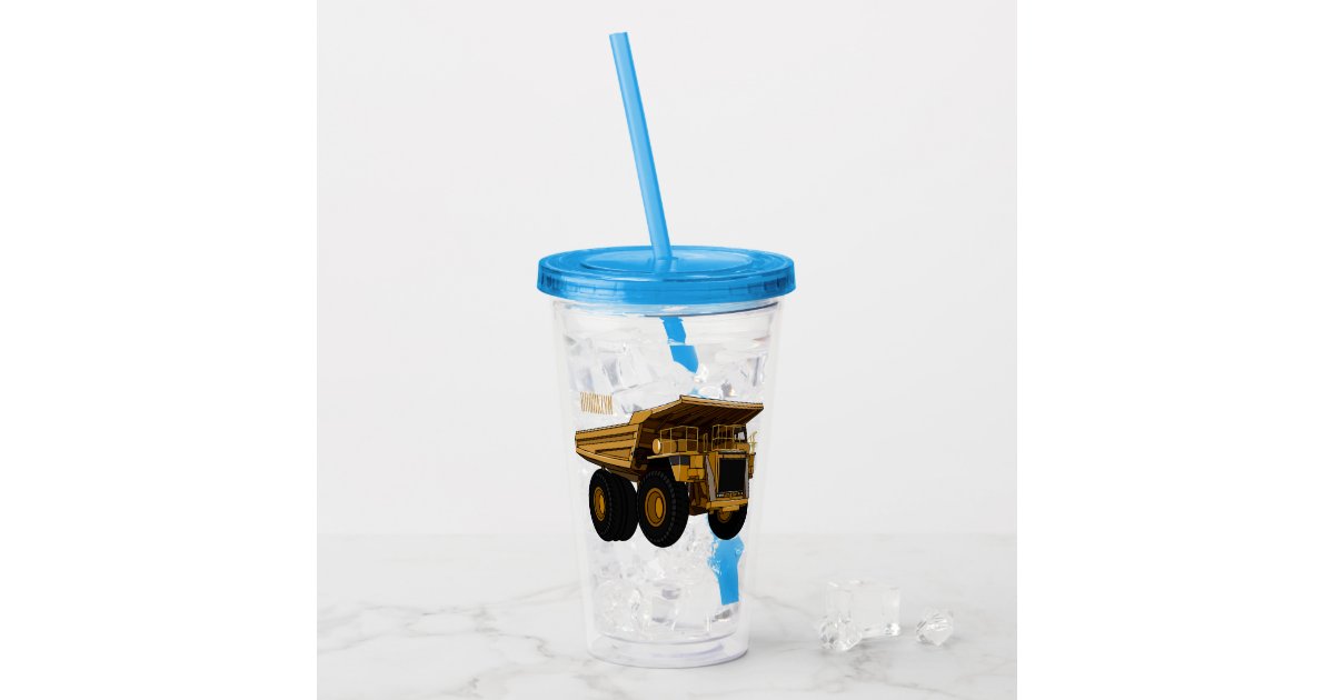 Haul truck cartoon illustration acrylic tumbler | Zazzle