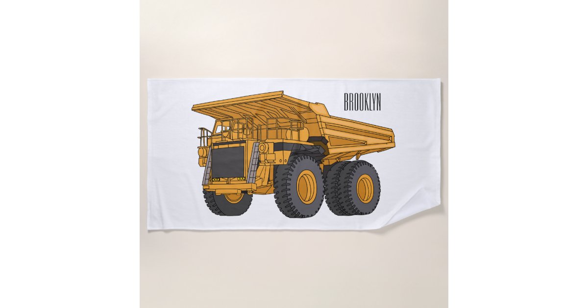 Haul truck cartoon illustration beach towel | Zazzle