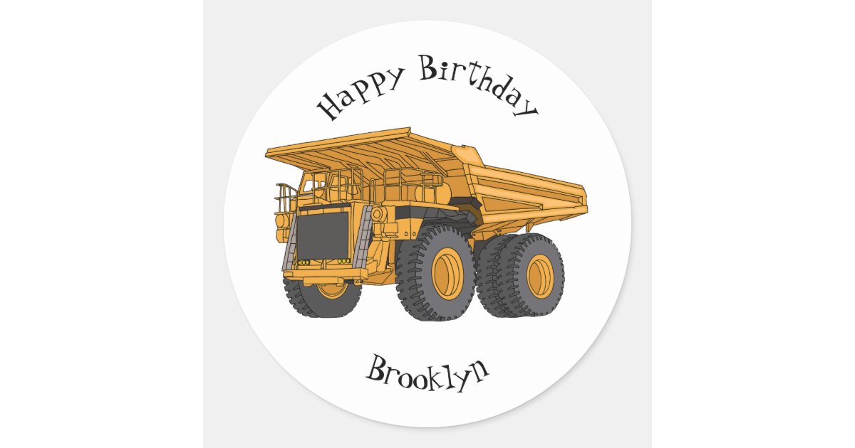 Haul truck cartoon illustration classic round sticker | Zazzle