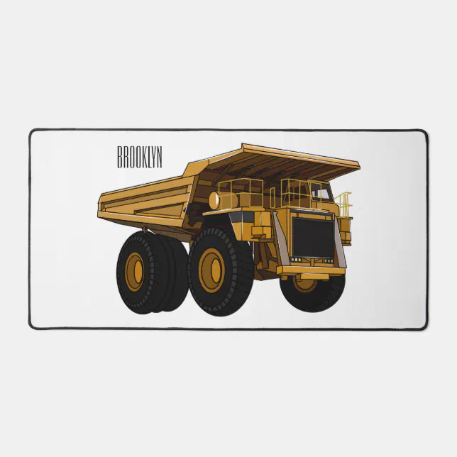 Haul truck cartoon illustration desk mat | Zazzle