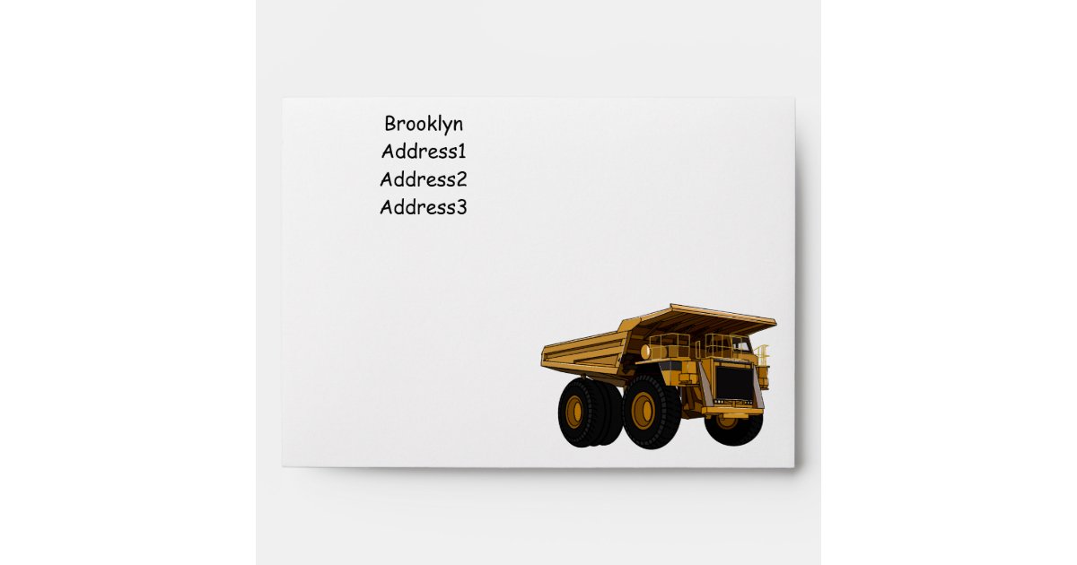Haul truck cartoon illustration envelope | Zazzle