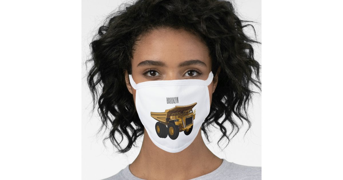 Haul truck cartoon illustration face mask | Zazzle