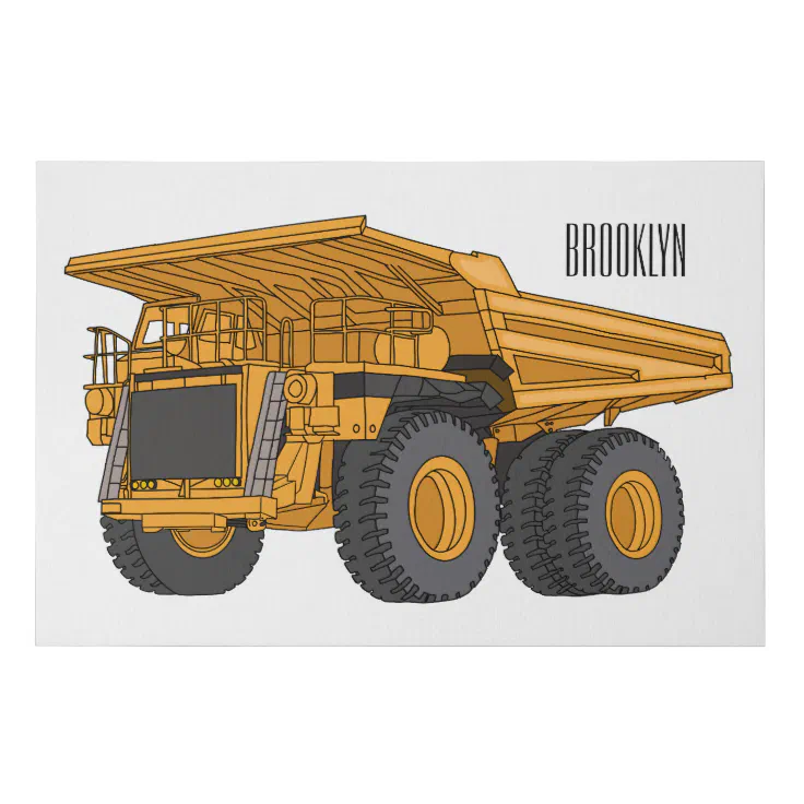 Haul truck cartoon illustration faux canvas print | Zazzle