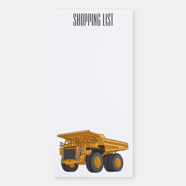 Haul truck cartoon illustration magnetic notepad | Zazzle