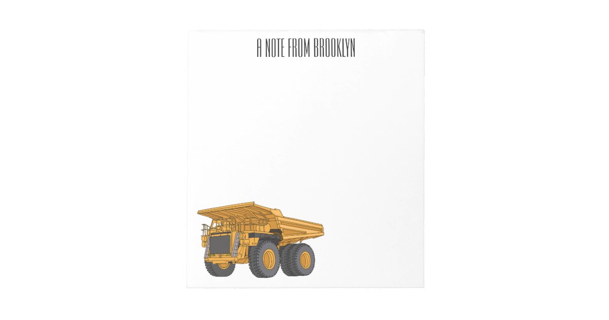 Haul truck cartoon illustration notepad | Zazzle