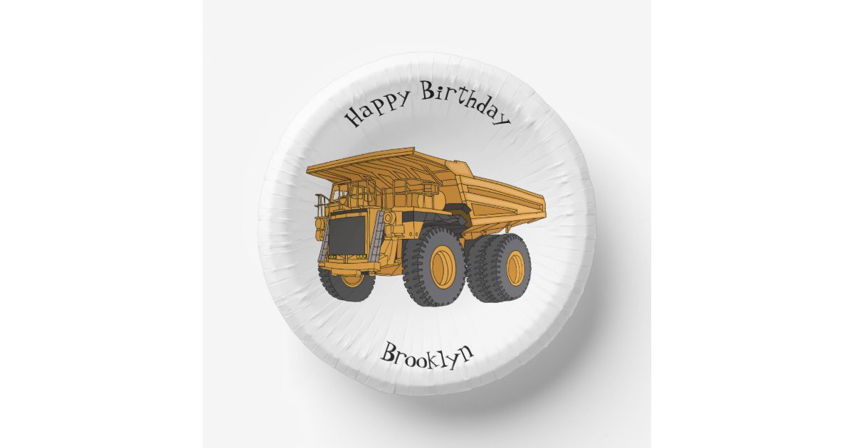 Haul truck cartoon illustration paper bowls | Zazzle