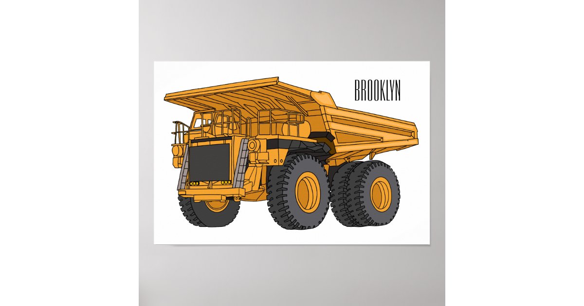 Haul truck cartoon illustration poster | Zazzle
