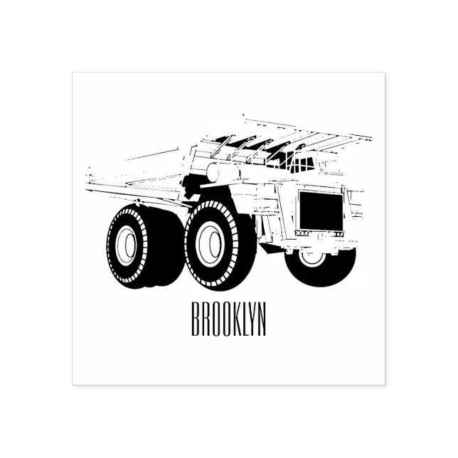 Haul truck cartoon illustration rubber stamp | Zazzle