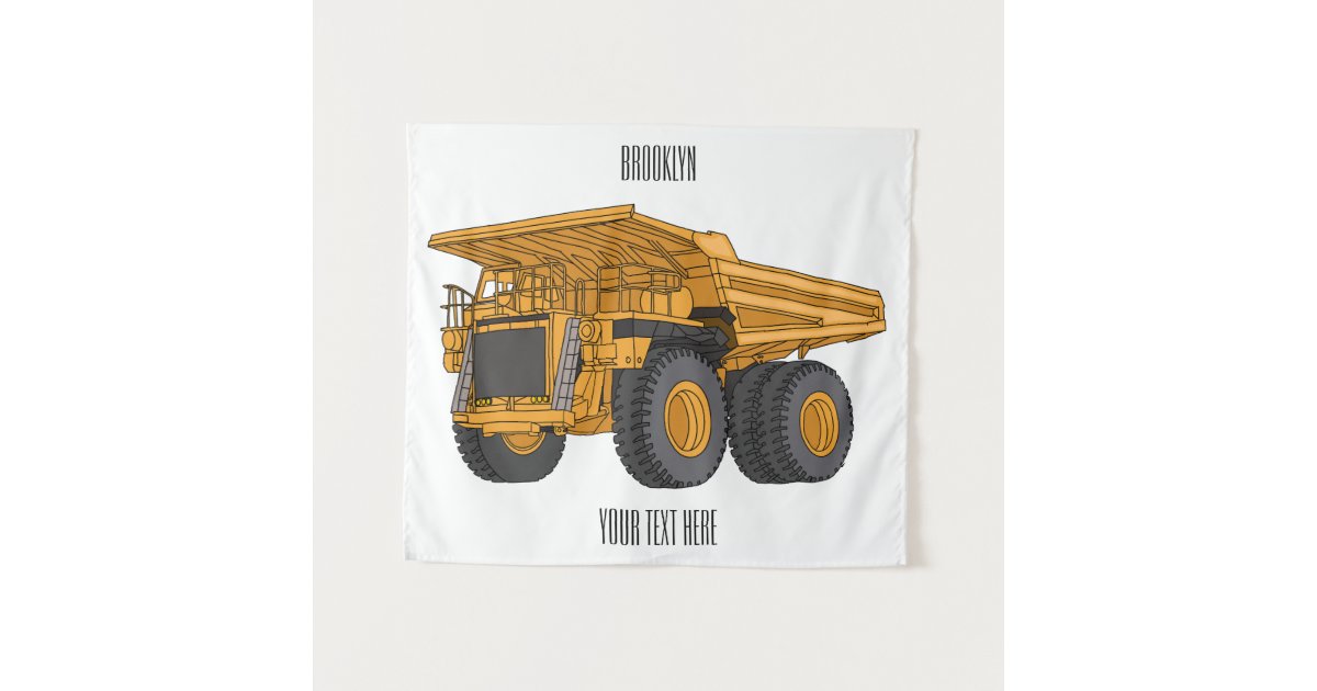 Haul truck cartoon illustration tapestry | Zazzle