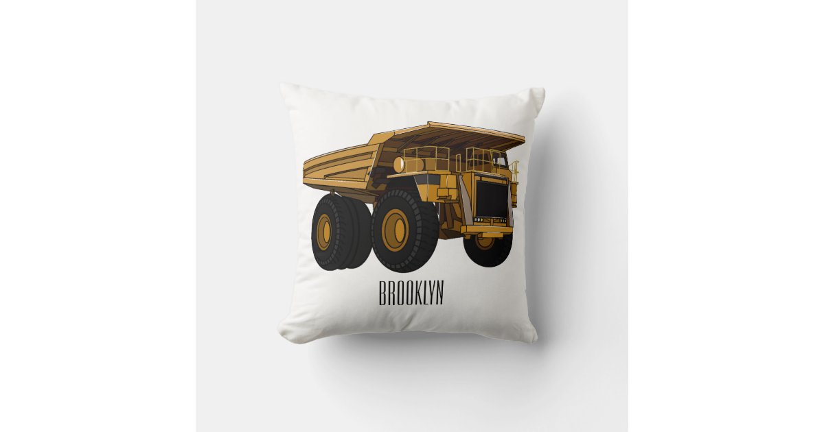 Haul truck cartoon illustration throw pillow | Zazzle