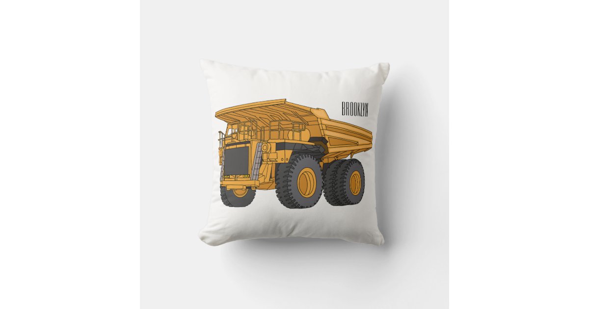 Haul truck cartoon illustration throw pillow | Zazzle