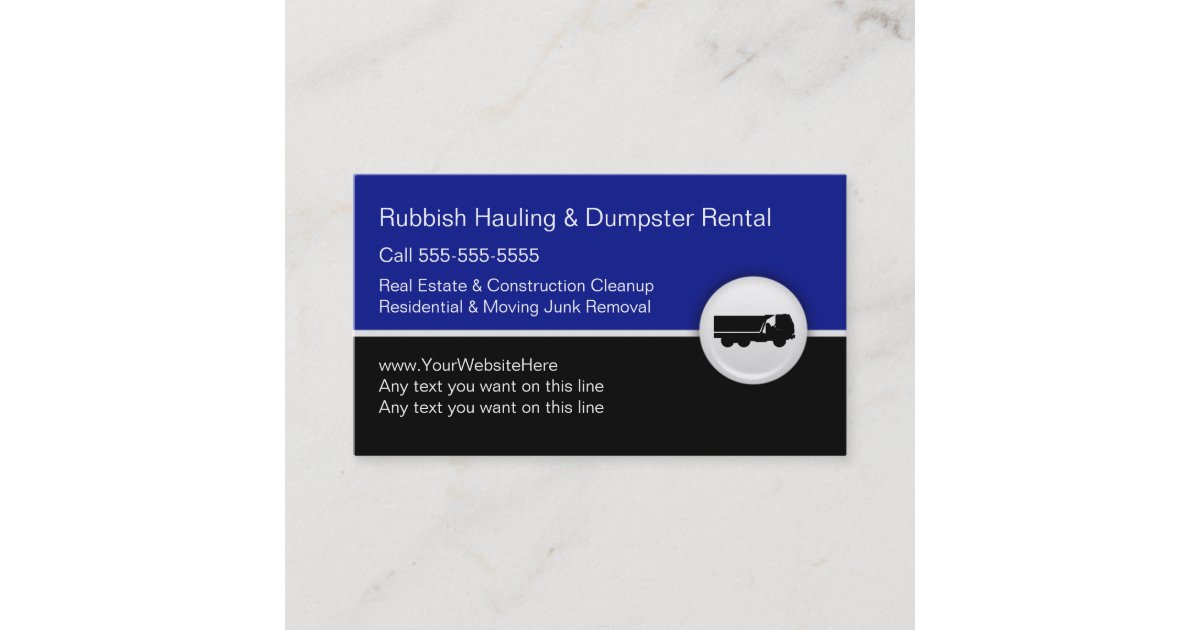 Hauling Dumpster Business Cards | Zazzle.com