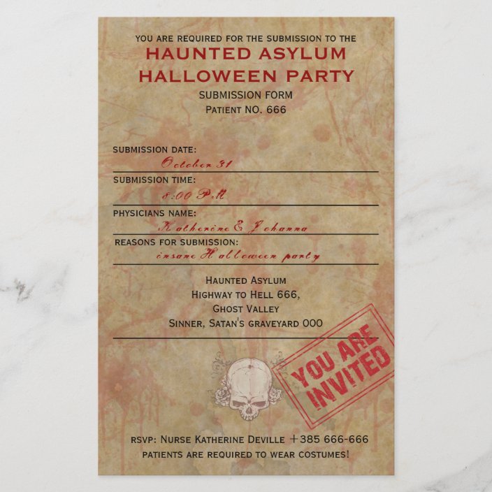 Haunted Asylum Halloween Party Flyer | Zazzle.com