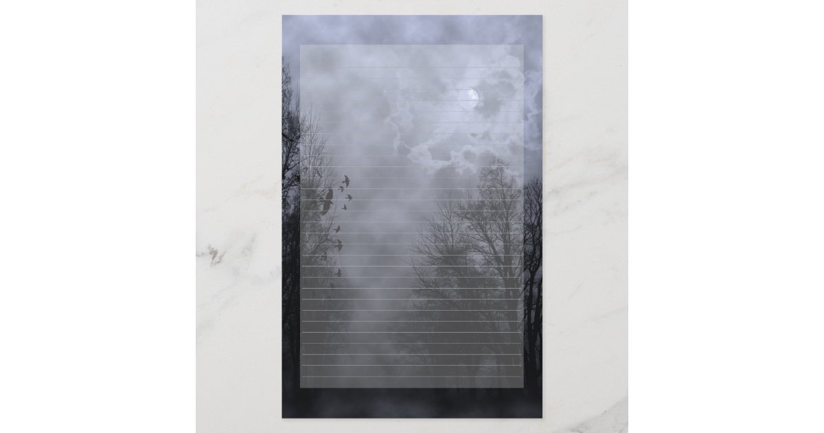 Haunted Blue Sky Note Paper Lined | Zazzle
