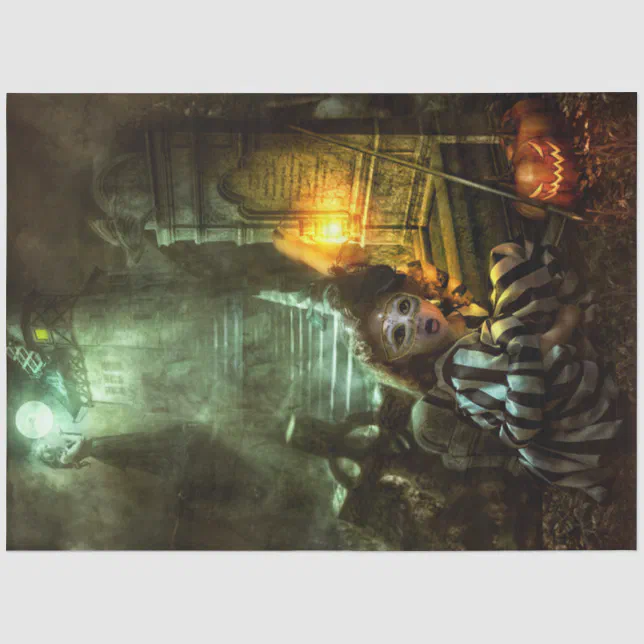 Haunted Castle and Grave Headstone Decoupage Tissue Paper | Zazzle