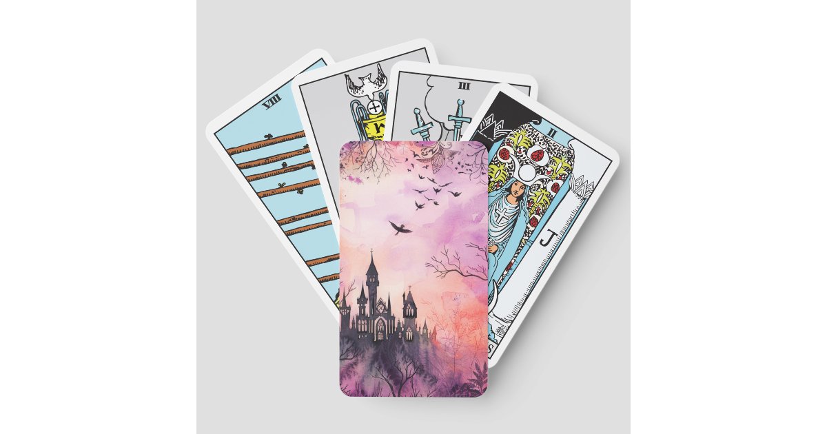 Haunted Castle Bats Trees Hauntingly Beautiful Tarot Cards | Zazzle