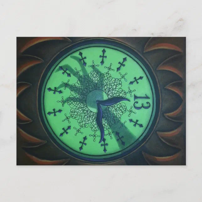 Haunted Clock 13 Hour Postcard | Zazzle