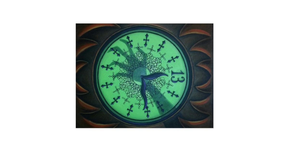 Haunted Clock 13 Hour Postcard | Zazzle.com